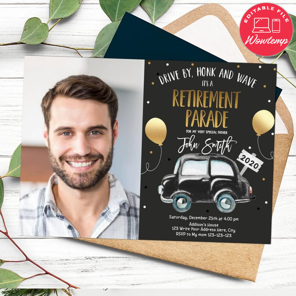 Drive By Retirement Parade Invitation For My Very Special Father | Wowtemp