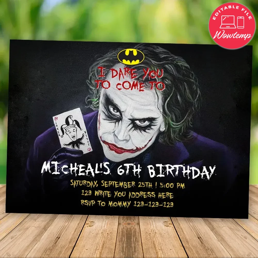 Batman Movie Joker Birthday Party Invitation Printable | Wowtemp