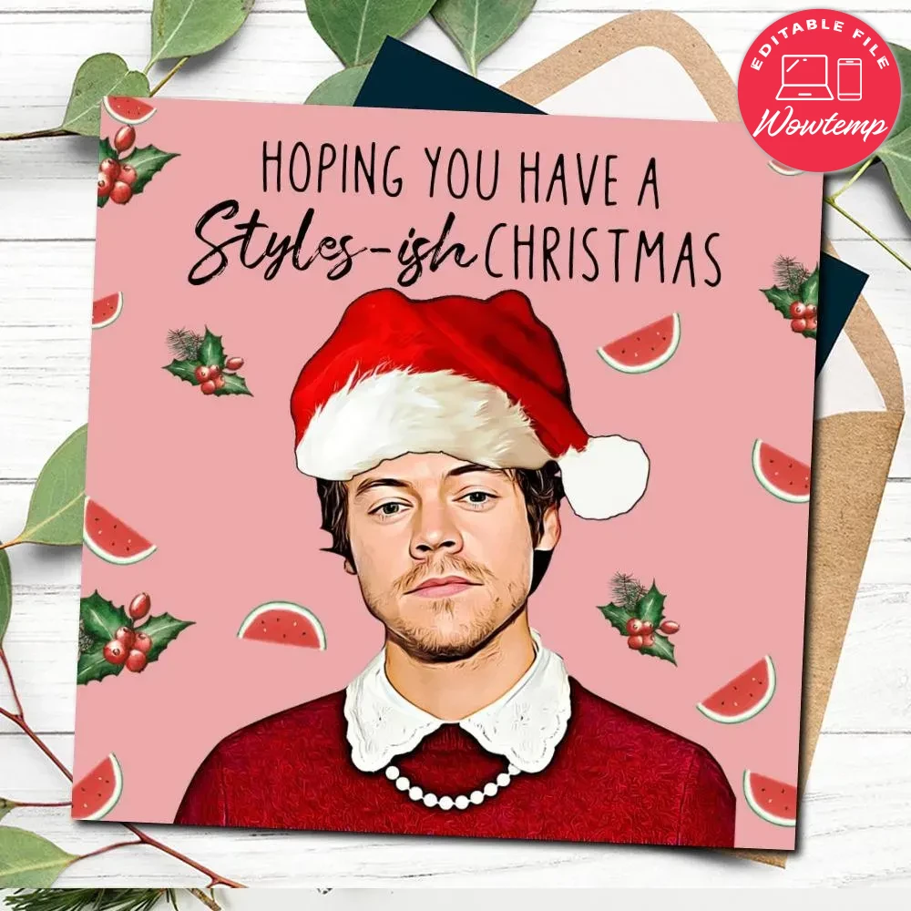 Harry Styles Christmas Card Template to print at home DIY | Wowtemp