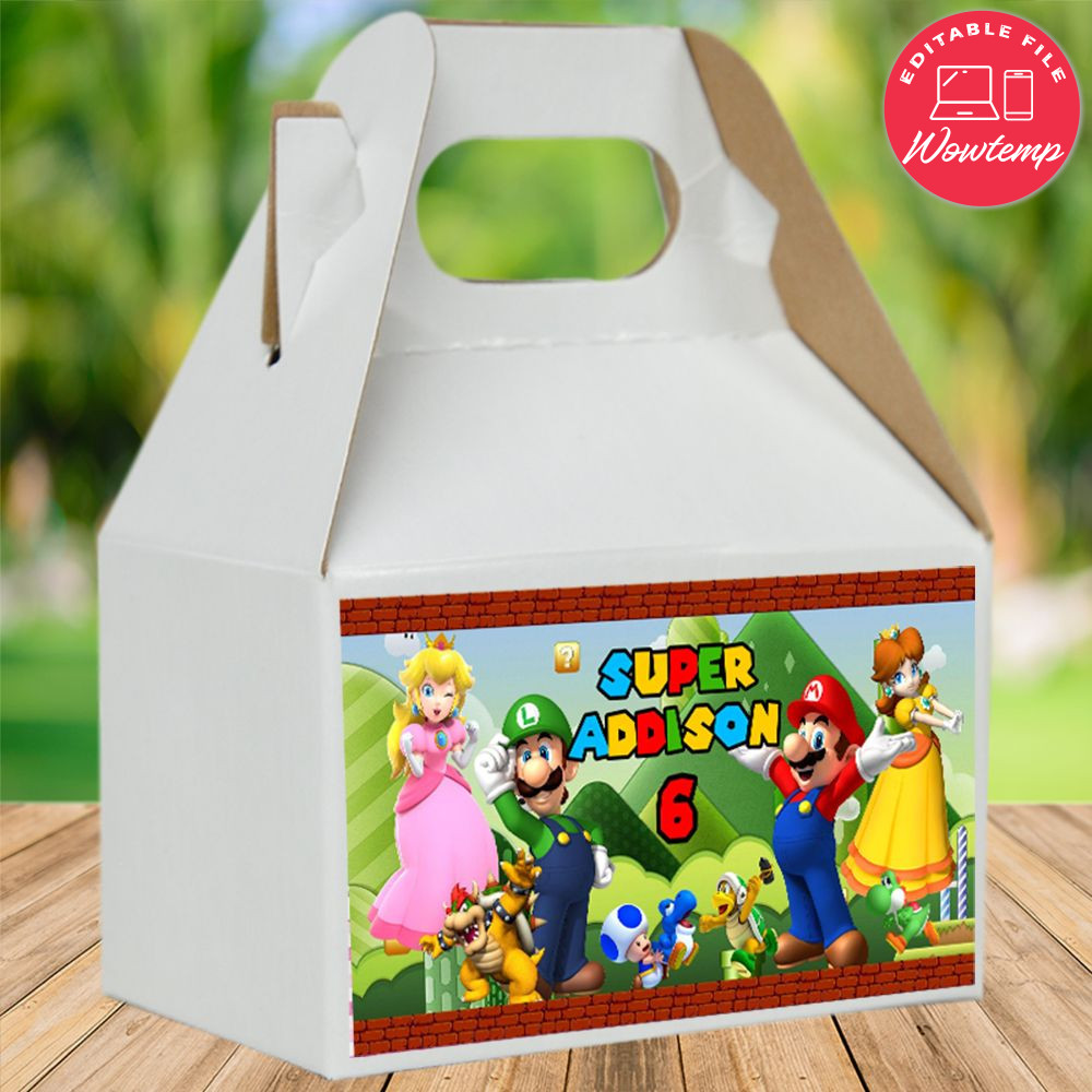 Super Mario Birthday Gable Boxes Label Template to Print at Home | Wowtemp