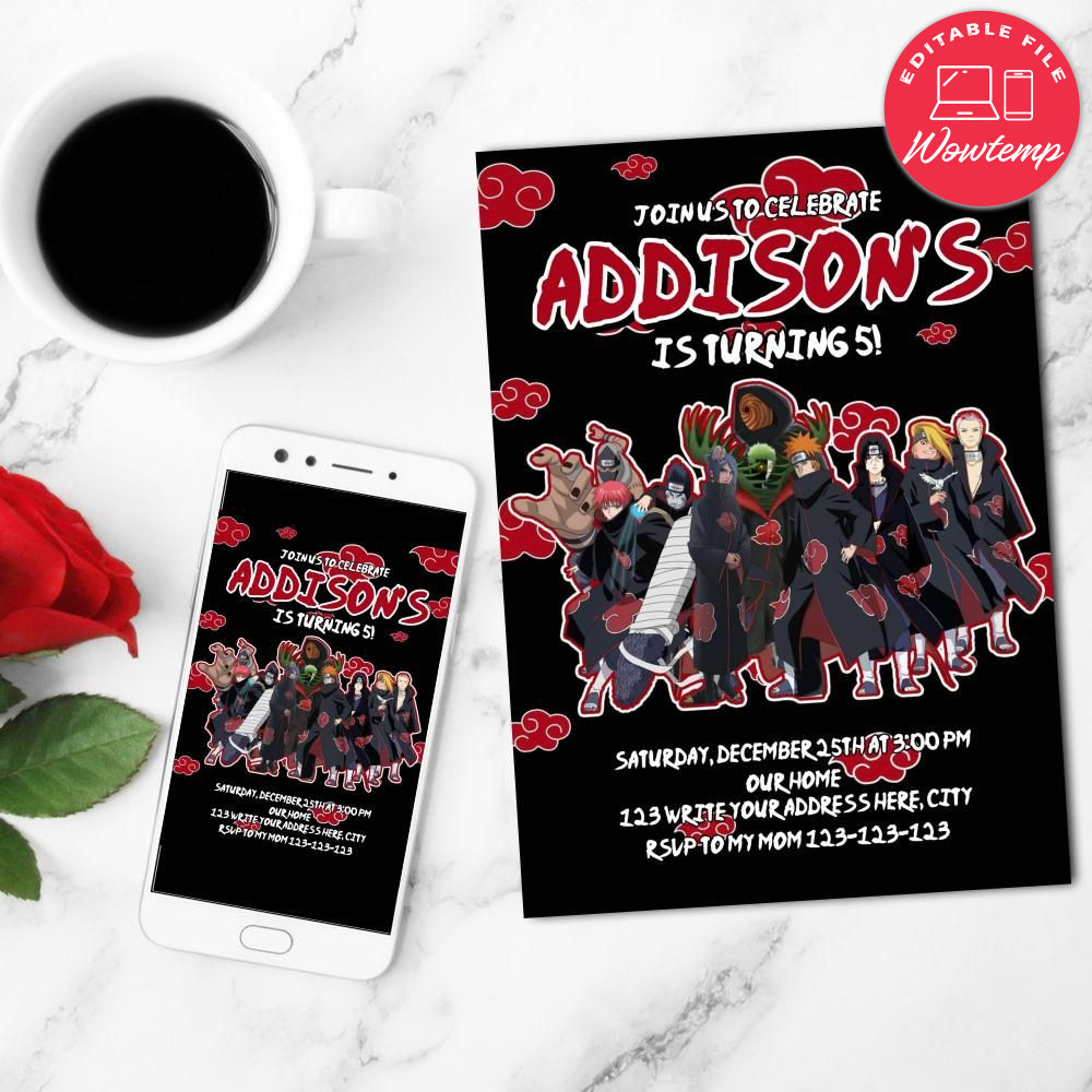 Akatsuki Invitation Customizable Template DIY | Wowtemp