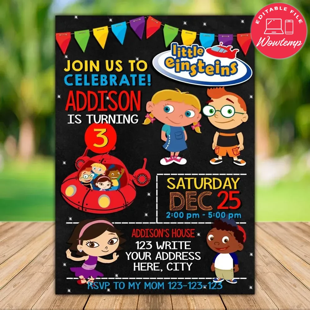 Editable Little Einsteins Birthday Invitation Instant Download | Wowtemp