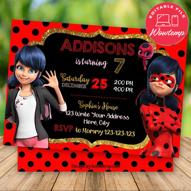Editable Miraculous Ladybug Invitation Instant Download | Wowtemp