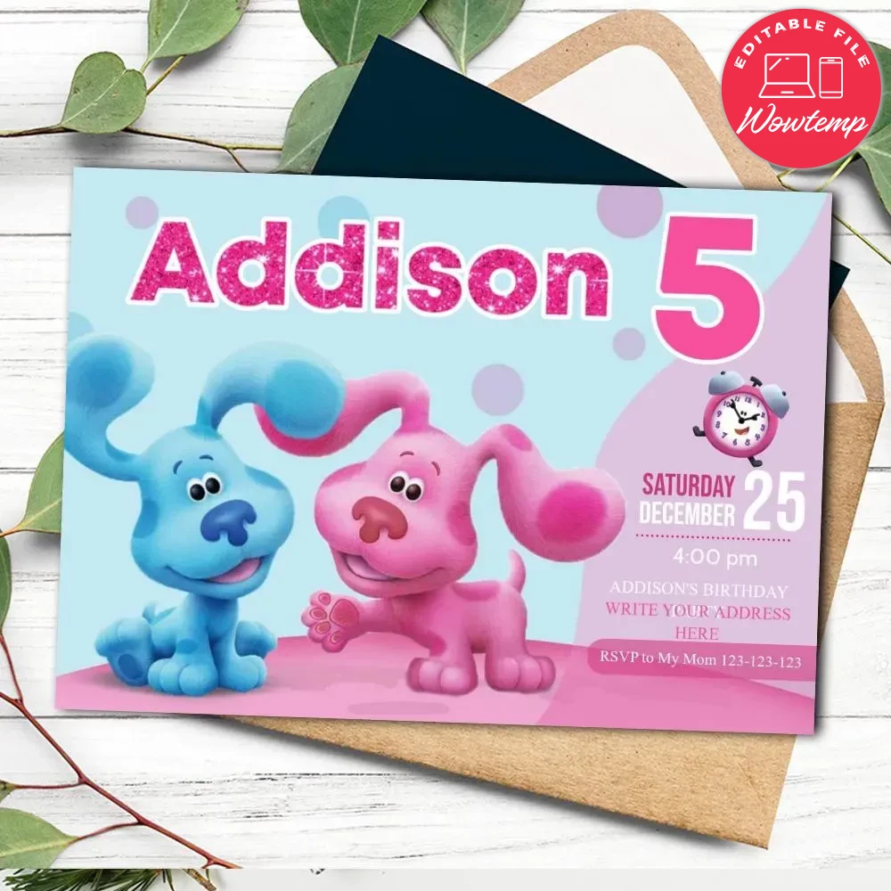 Blues Clues Birthday Invitation Template for Girl Printable DIY | Wowtemp
