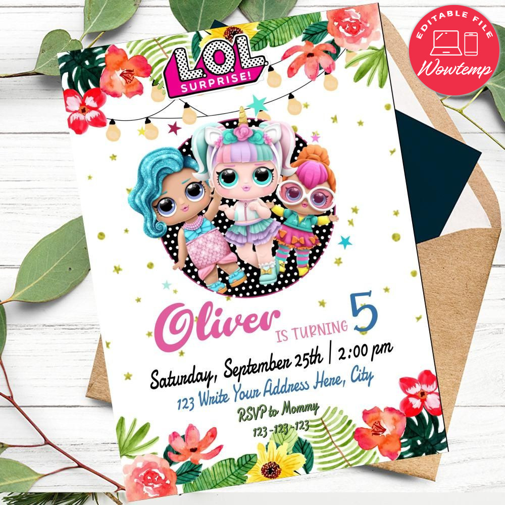 Lol Surprise Dolls Aloha Birthday Flyer Printable DIY | Wowtemp