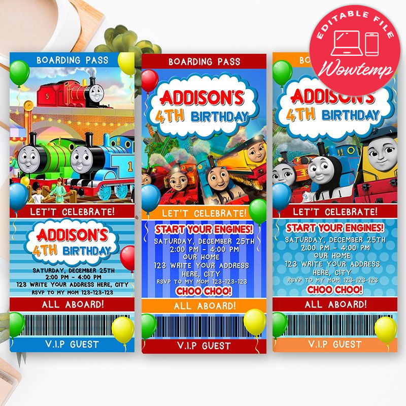 Printable Thomas the Train Ticket Invitation Template DIY | Wowtemp
