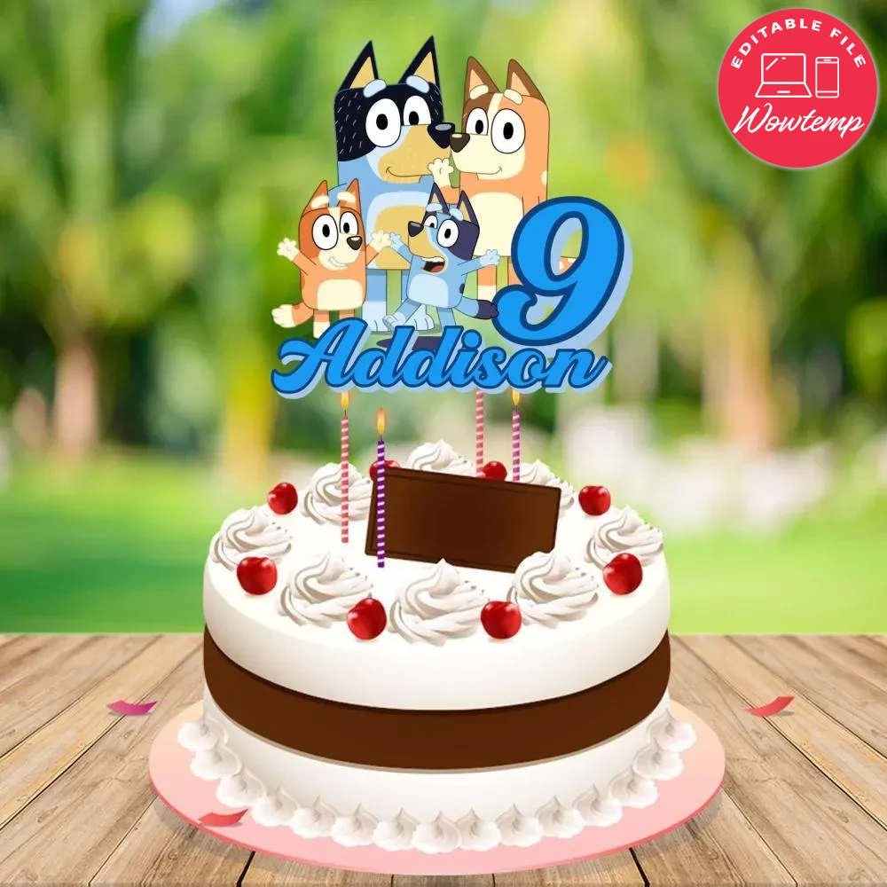Printable Bluey Birthday Cake Topper Template DIY | Wowtemp