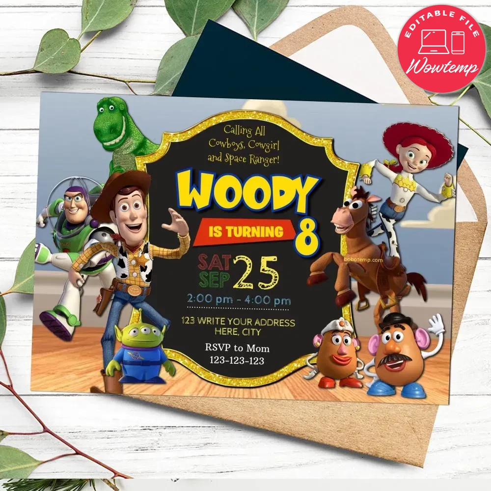 Toy Story Invitation Customizable Template Instant Download | Wowtemp