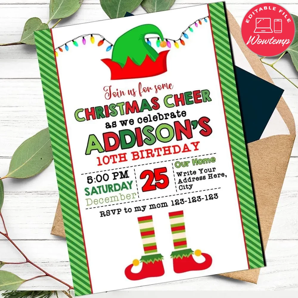Elf Invitation Customizable Template Instant Download | Wowtemp