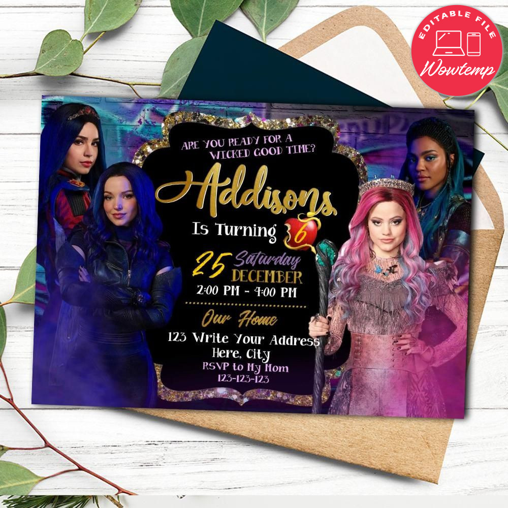 Descendants 3 Invitation Customizable template Instant Download | Wowtemp