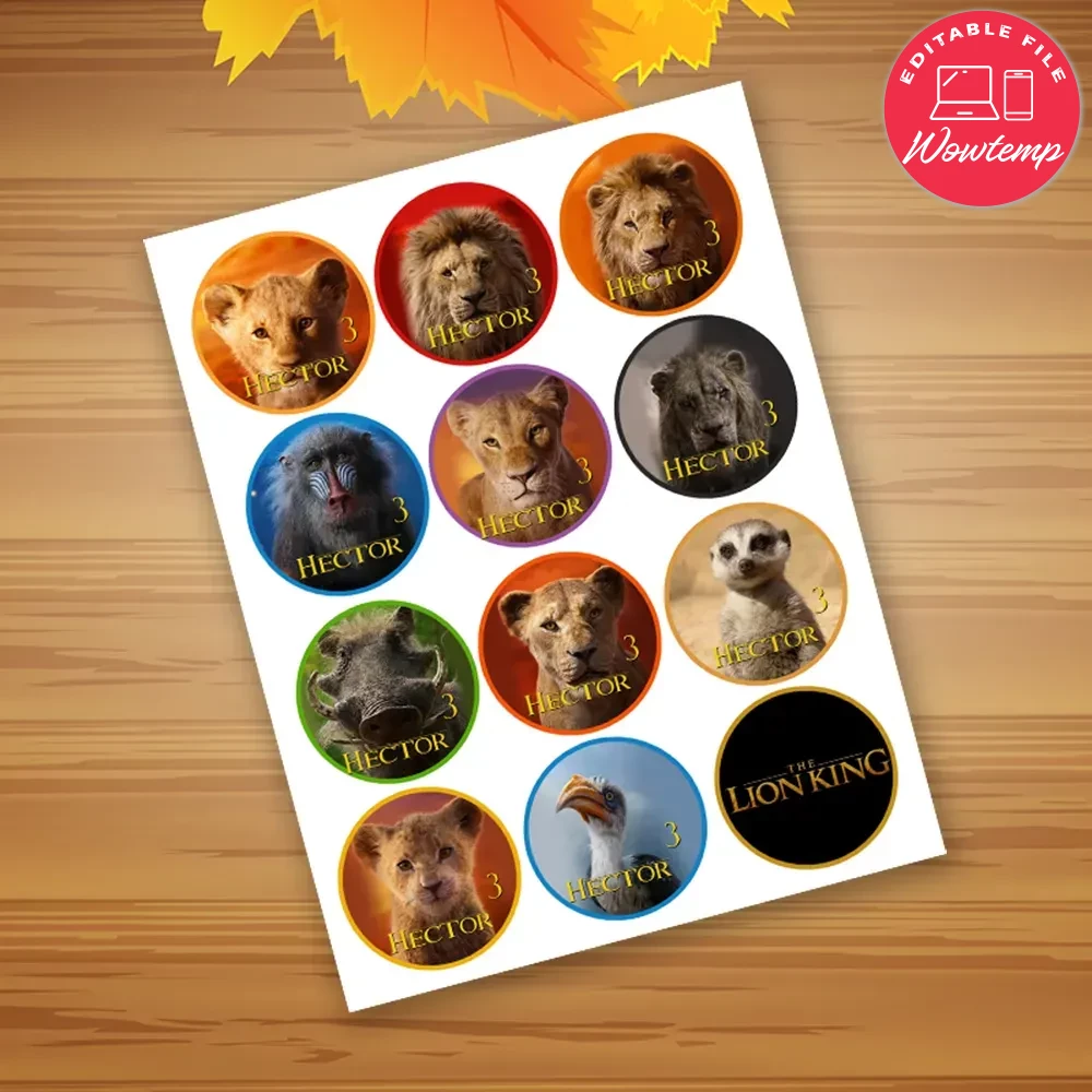 Lion King Movie Birthday Cupcake Topper Digital File Printable | Wowtemp