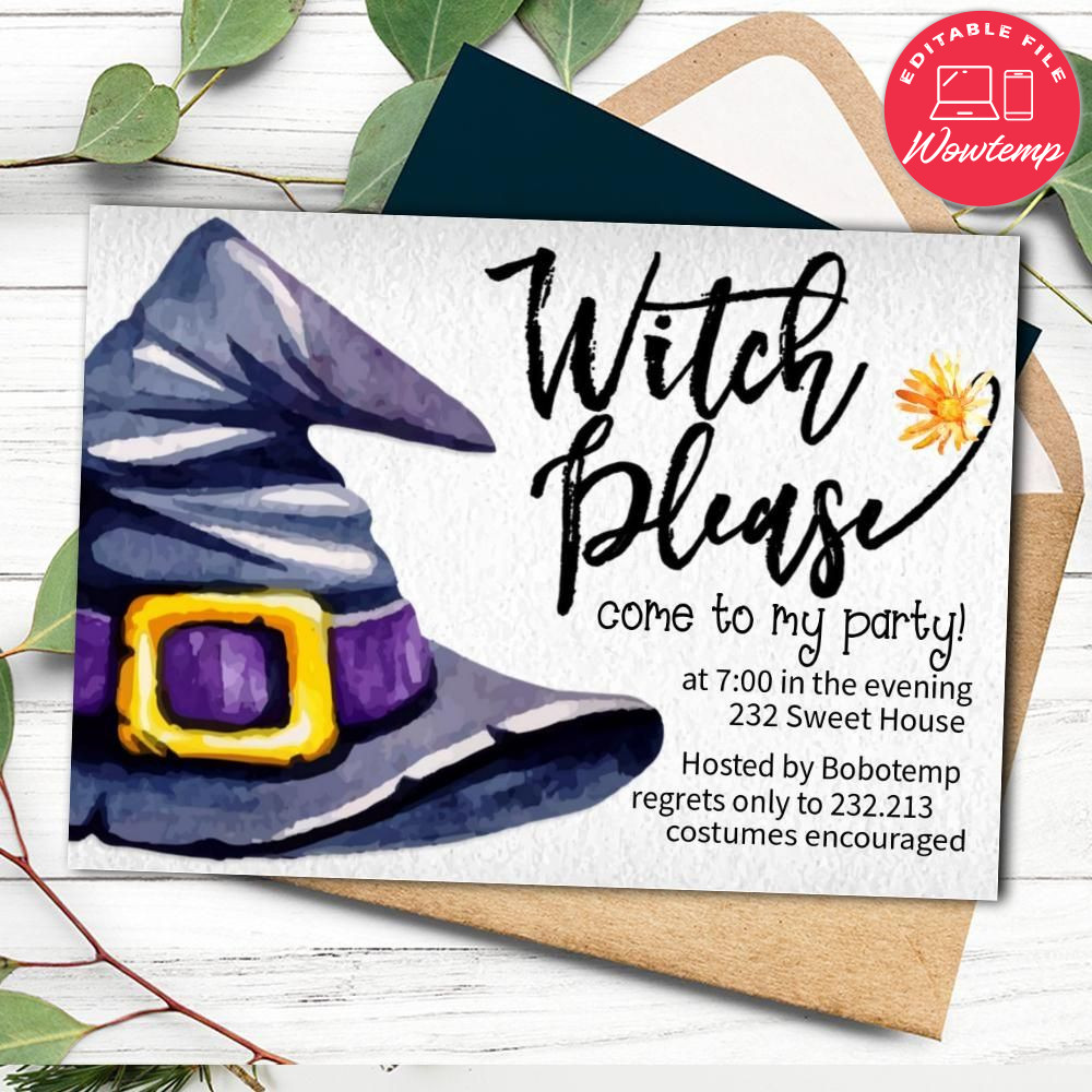 Witch Invitation Customizable Template Instant Download | Wowtemp