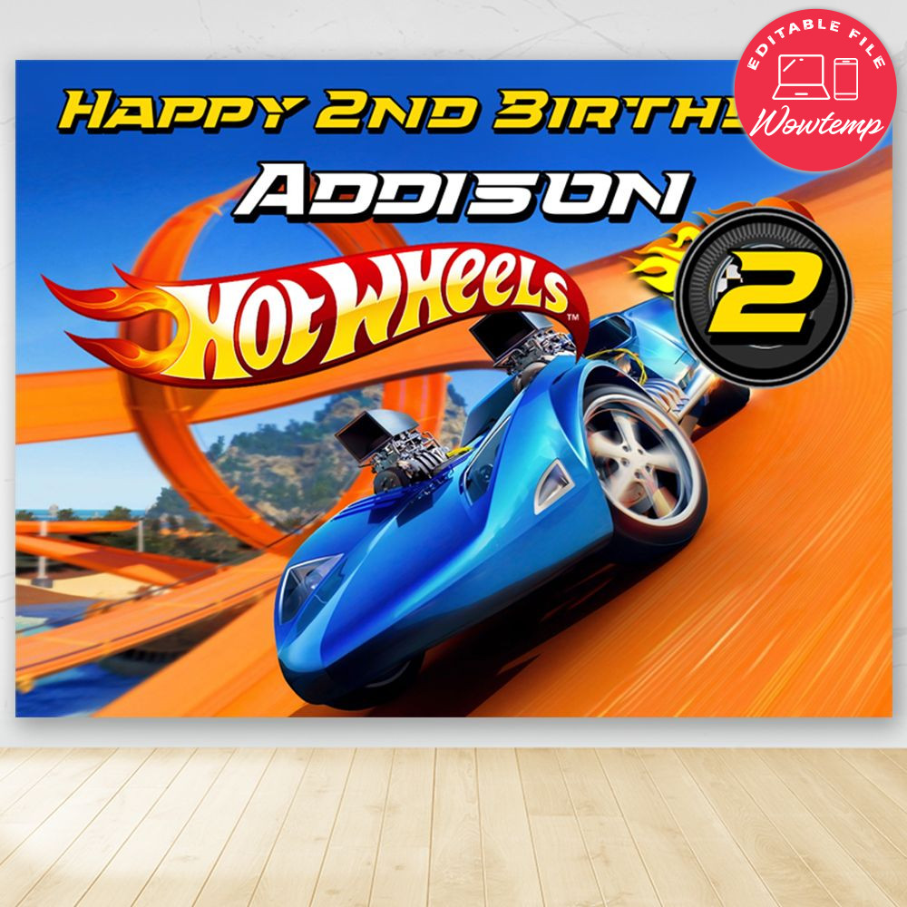 Printable Hot Wheels Birthday Backdrop Digital File DIY | Wowtemp