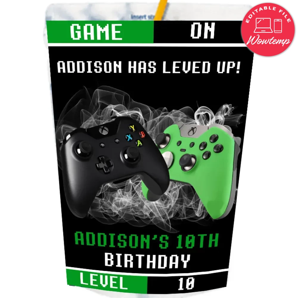 Xbox Game On Capri Sun Labels Printable Instant Download | Wowtemp