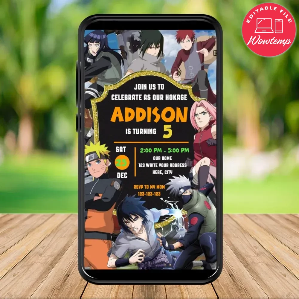 Mobile Naruto Electronic Invite Invitation Template Instant Download ...