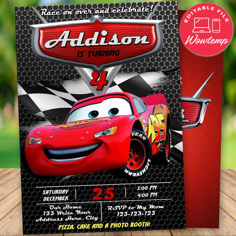 Editable Disney Cars 3 Birthday Invitation Instant Download | Wowtemp