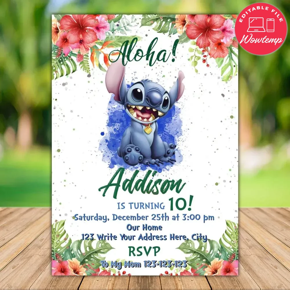 Printable Lilo and Stitch Luau Invitation Templates DIY | Wowtemp