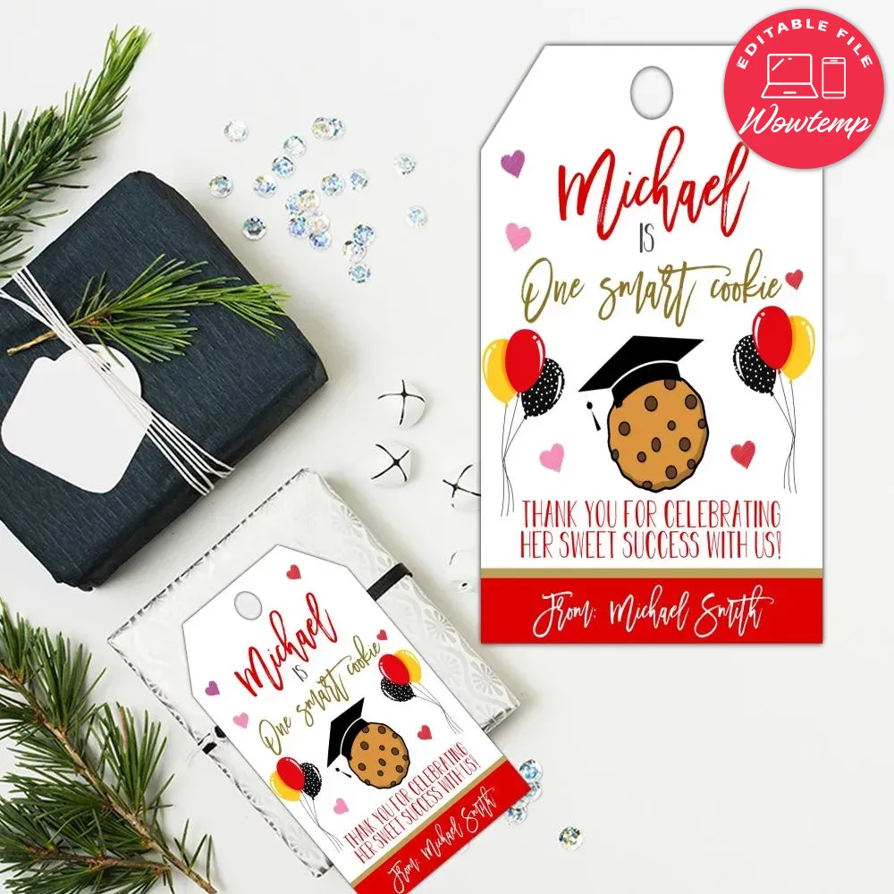 One Smart Cookie Graduation Favor Tag to Print at Home DIY | Wowtemp