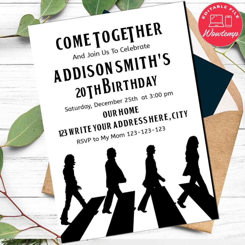 Beatles Invitation Template to Print at Home | Wowtemp