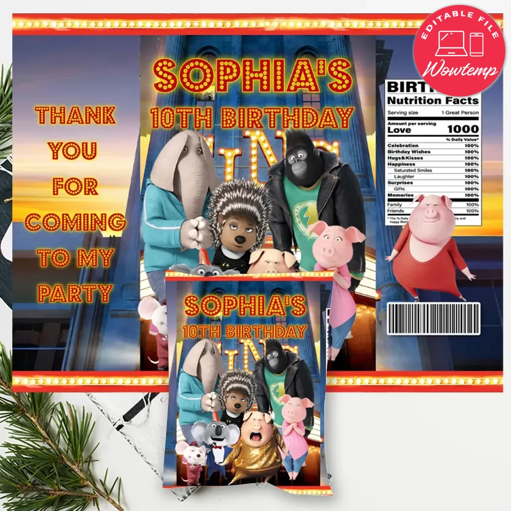 Sing Movie Chip Bag Digital File Printable DIY | Wowtemp