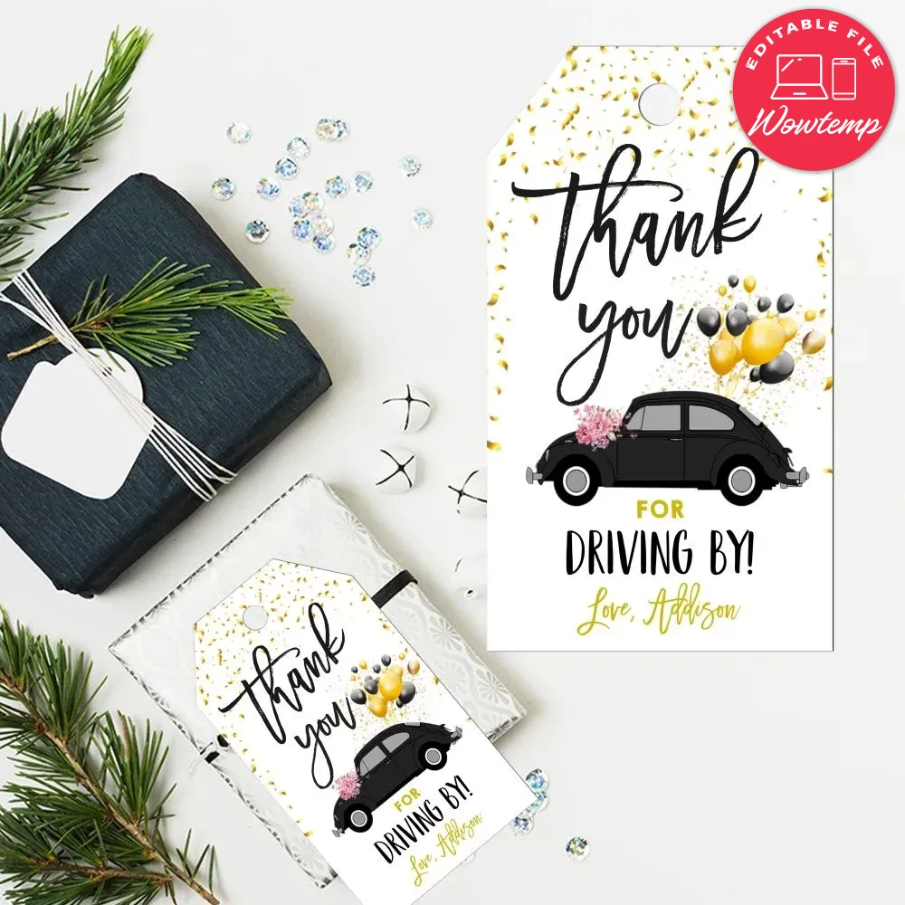 Printable Drive By Party Parade Favor Tag Instant Download | Wowtemp