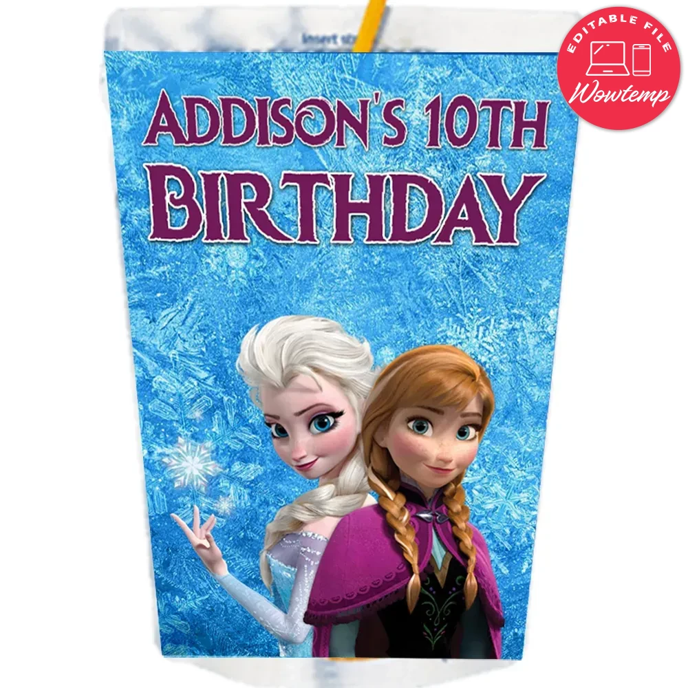 Frozen Elsa and Anna Capri Sun Labels Digital File Printable | Wowtemp