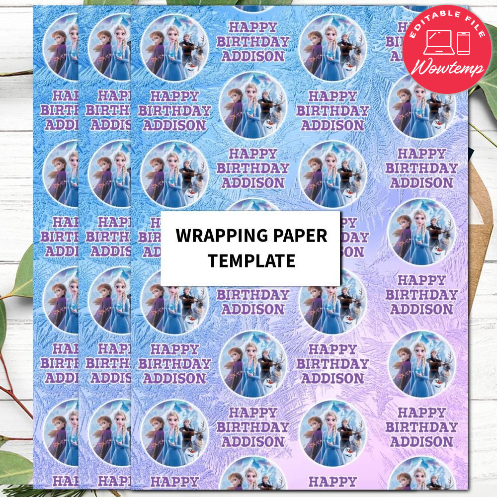 Disney Frozen 2 Wrapping Paper Template to Print at Home DIY | Wowtemp
