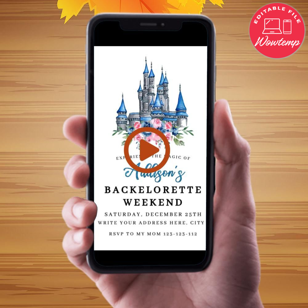 Disney Bachelorette Party Video Invitation Digital Template | Wowtemp