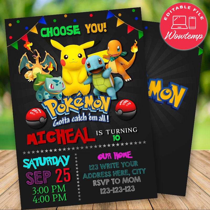 Editable Pokeball Lineup Invitation Digital File | Wowtemp