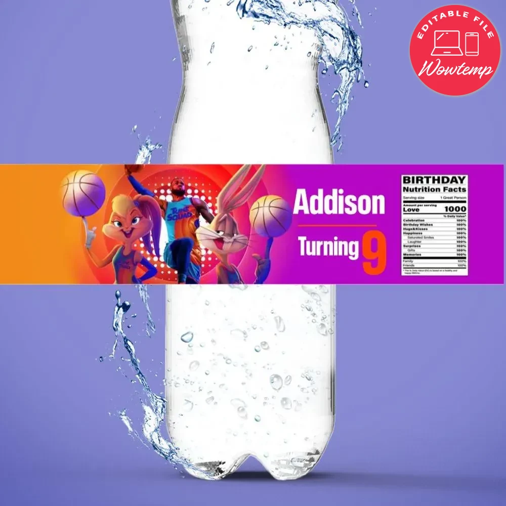 Space Jam 2 Water Bottle Label Template DIY | Wowtemp
