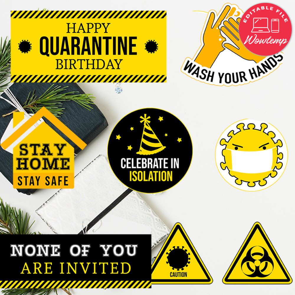 Printable Quarantine Birthday Decorations Instant Download | Wowtemp