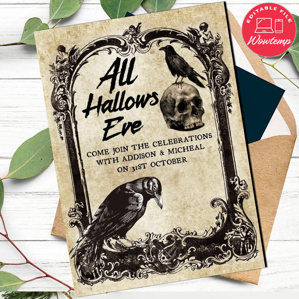 All hallows eve Party Invitation Customizable template DIY | Wowtemp