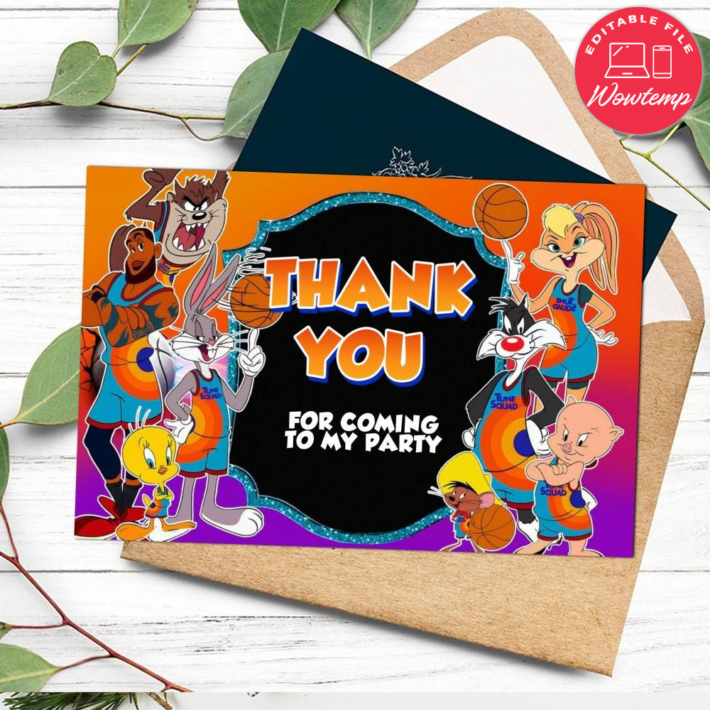 Space Jam 2 Thank you card Template to Print at Home | Zingtemp