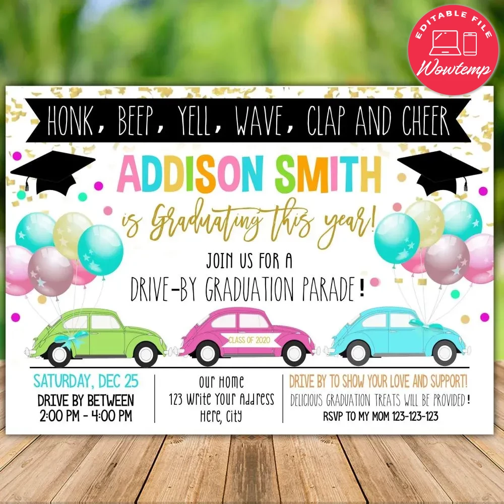 Printable Drive By Virtual Graduation Parade Template DIY | Wowtemp