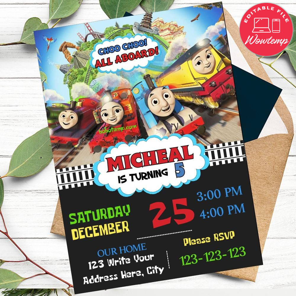 Thomas and friends Invitation Customizable Template Instant Downl | Wowtemp