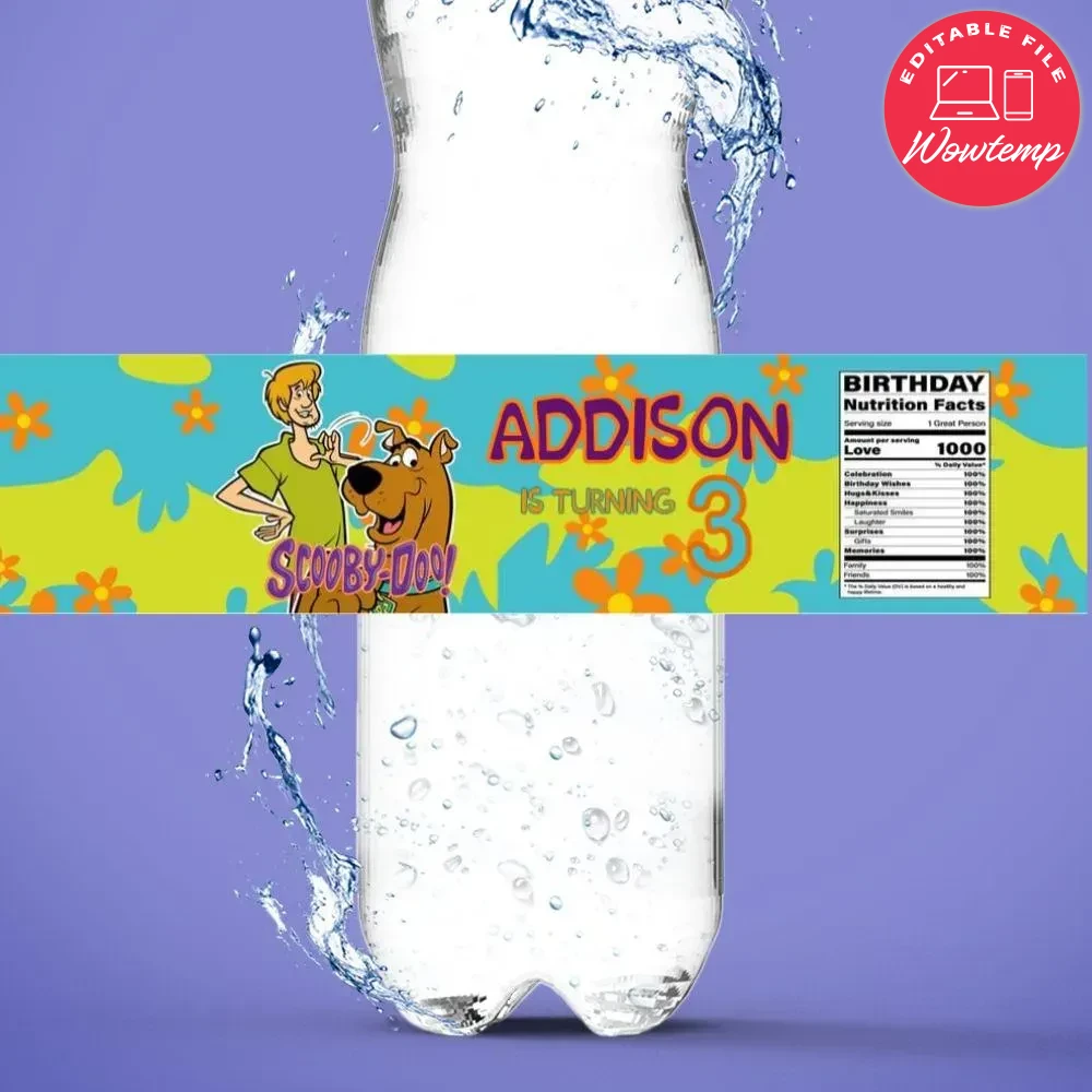 Scooby Doo Water Bottle Label Template DIY | Zingtemp