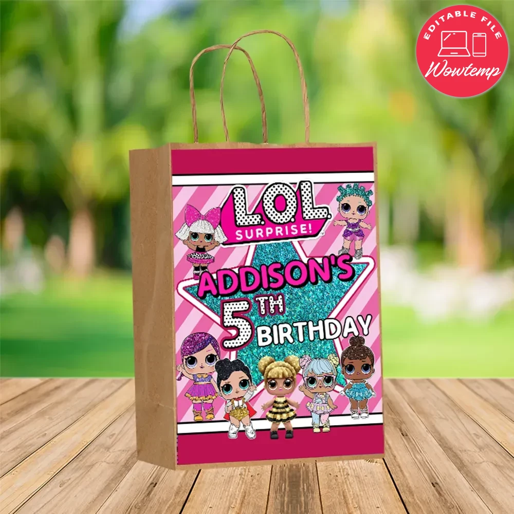 Custom Lol Surprise Dolls Gift bag Label to print at home DIY | Wowtemp