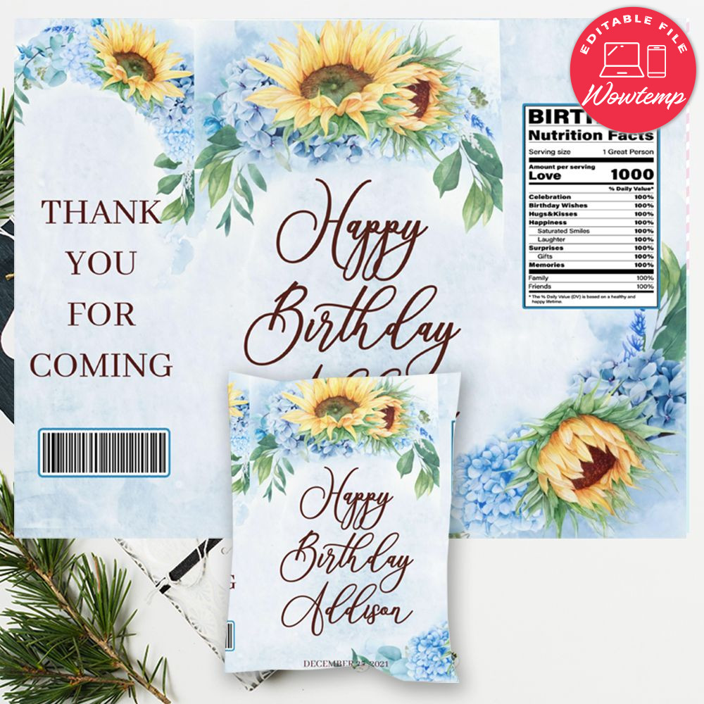 Hydrangea flowers Chip Bag Digital File Printable DIY | Wowtemp