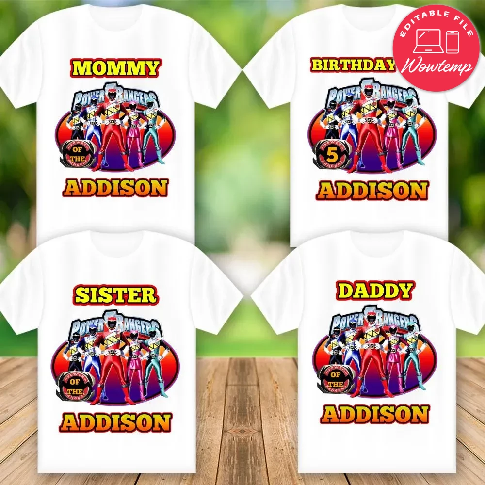 Power Rangers Family Matching Birthday Shirt PNG Files DIY | Wowtemp