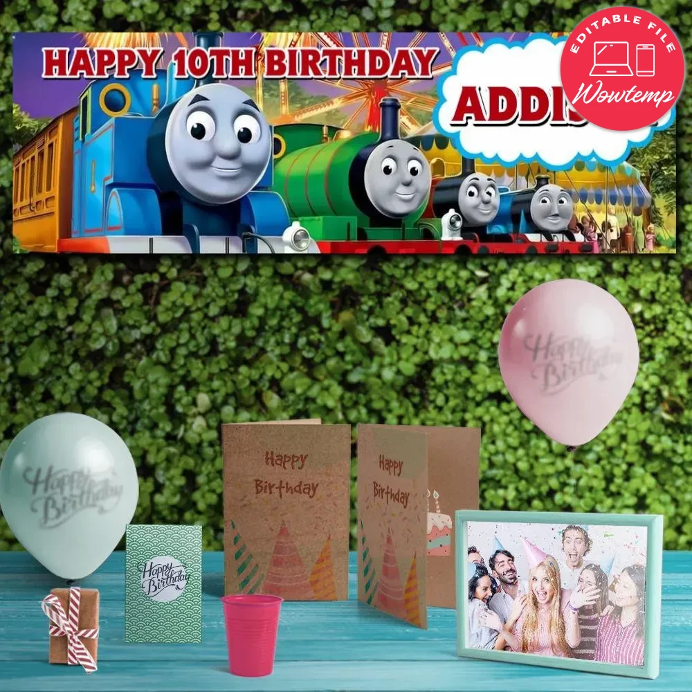 Thomas The Tank Engine Birthday Banner Printable Instant Download | Wowtemp