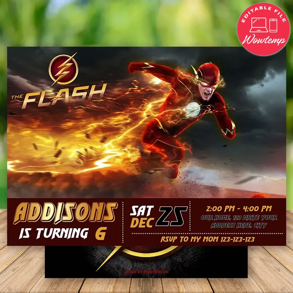 Editable Flash Birthday Invitation Instant Download | Wowtemp
