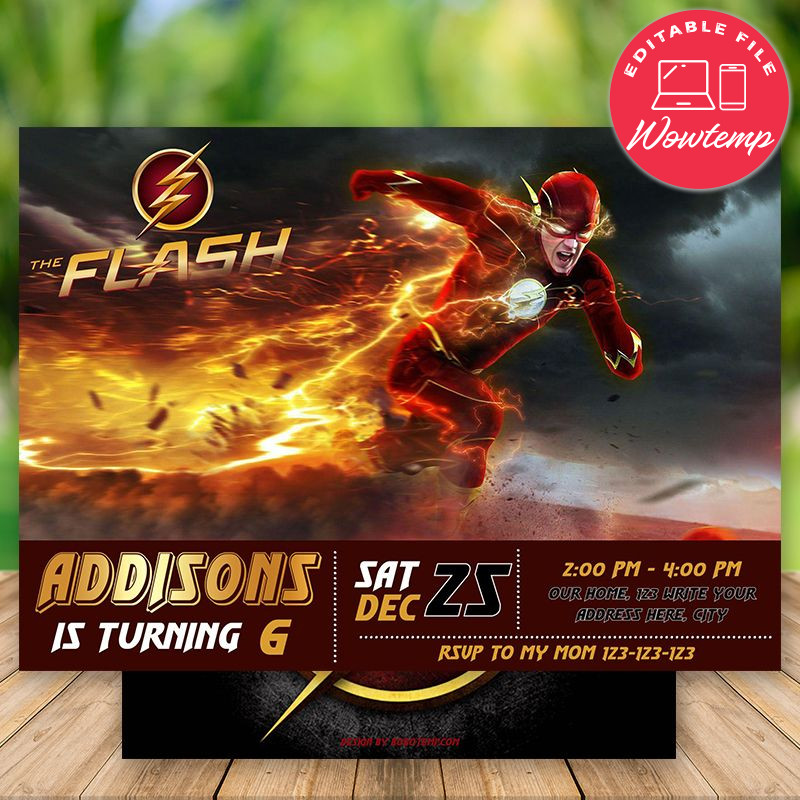 Editable Flash Birthday Invitation Instant Download | Wowtemp