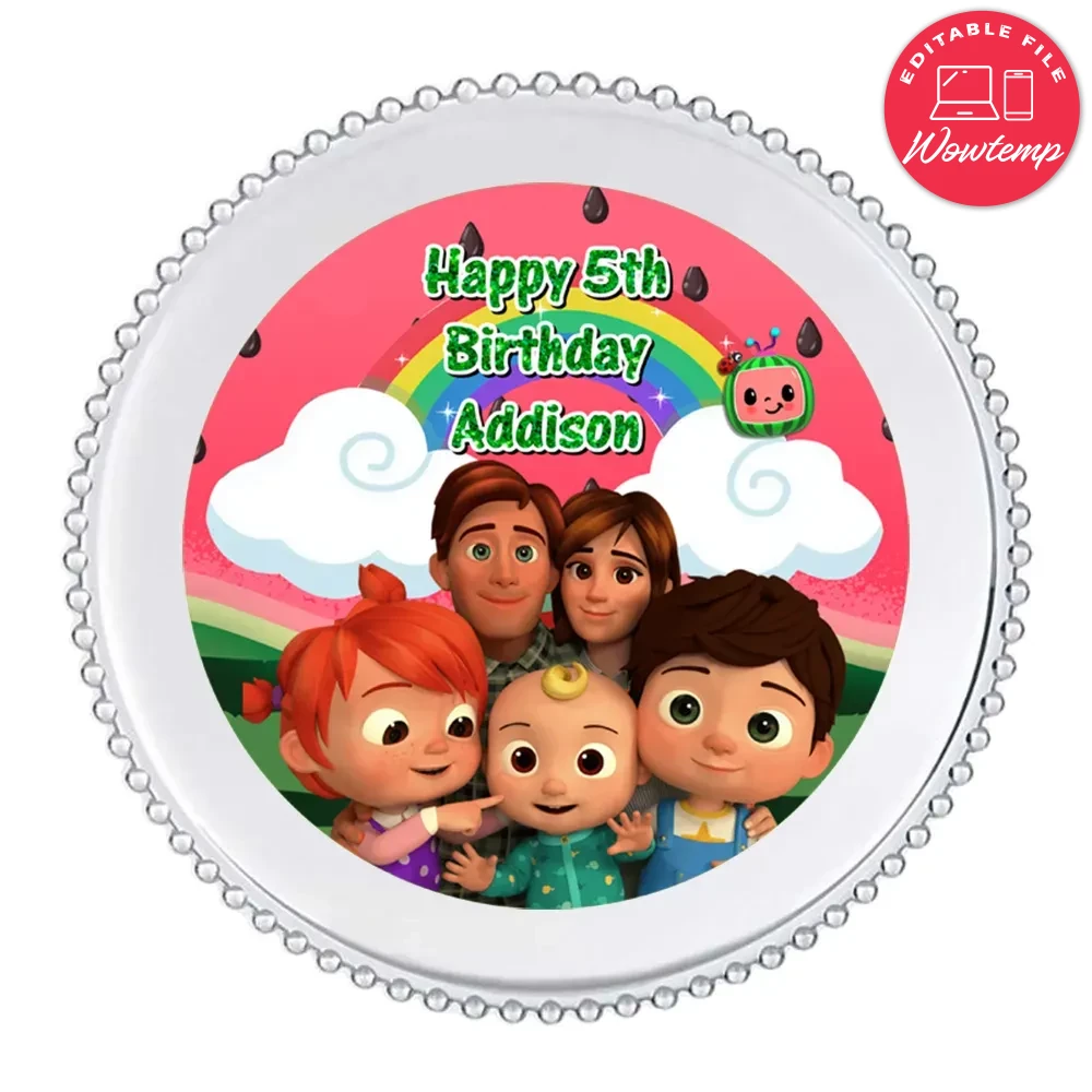 Cocomelon Charger Plate Label Template DIY | Wowtemp