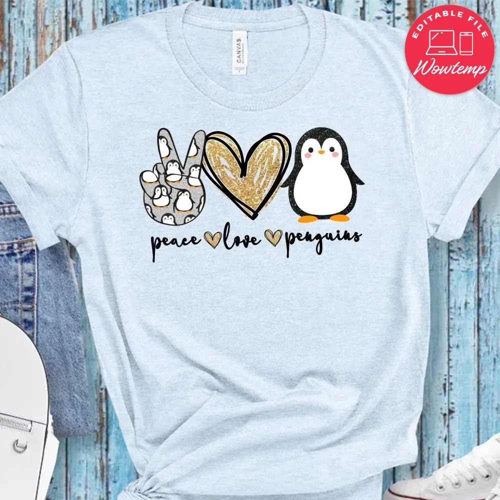 Peace Love Penguins PNG file template | Wowtemp