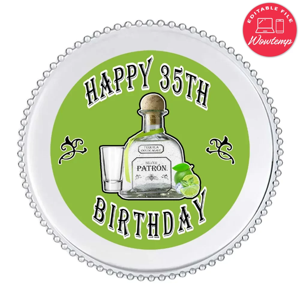 Patron Charger Plate Label Template DIY | Wowtemp