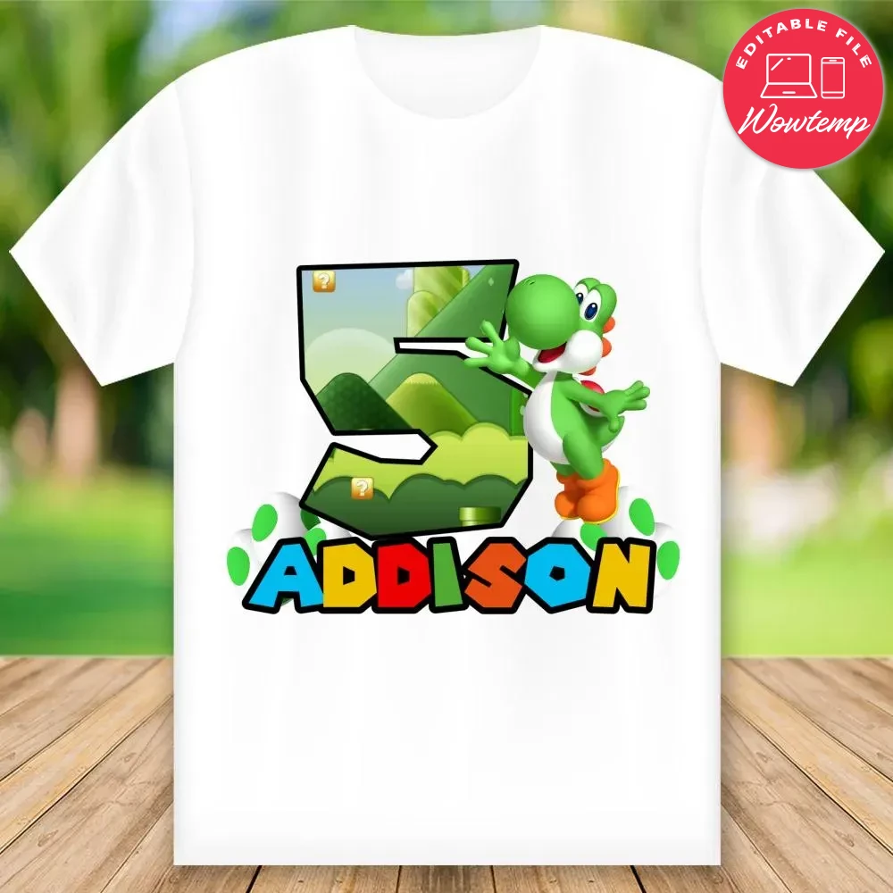 Yoshi Happy Birthday Shirt PNG File Instant Download | Wowtemp