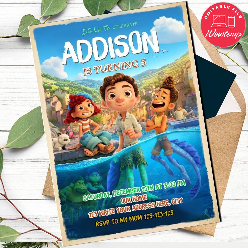 Disney Pixar Luca Invitation Template to Print at Home | Wowtemp