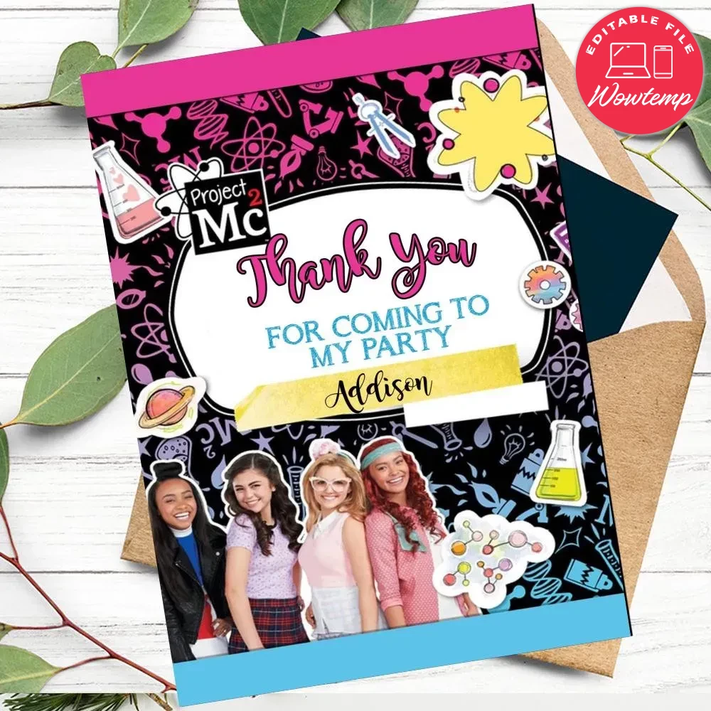 Project mc2 Thank you card Template to Print at Home | Wowtemp