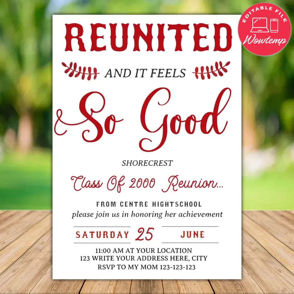 Printable High School Reunion Invitation Instant Download | Wowtemp