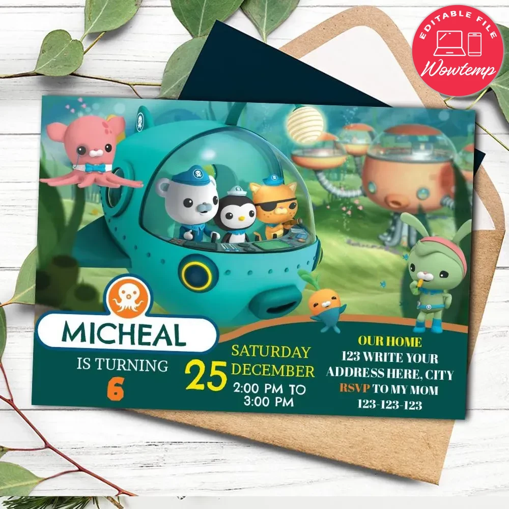 Octonauts Invitation Customizable Template Instant Download | Wowtemp
